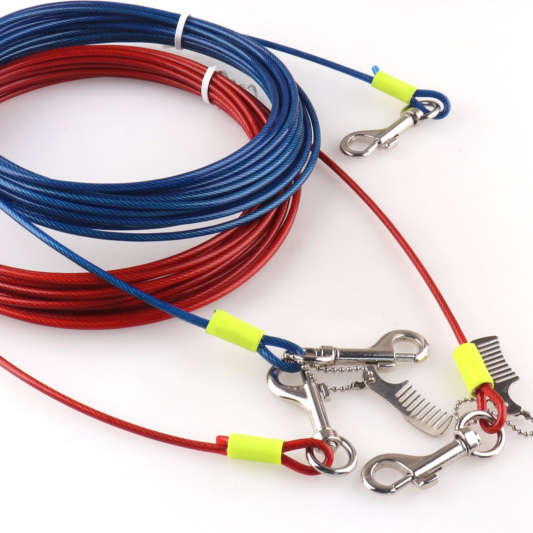 Steel Wire Pet Leashes for Dogs 2 Colors Blue/red Anti-bite Tie Out ...