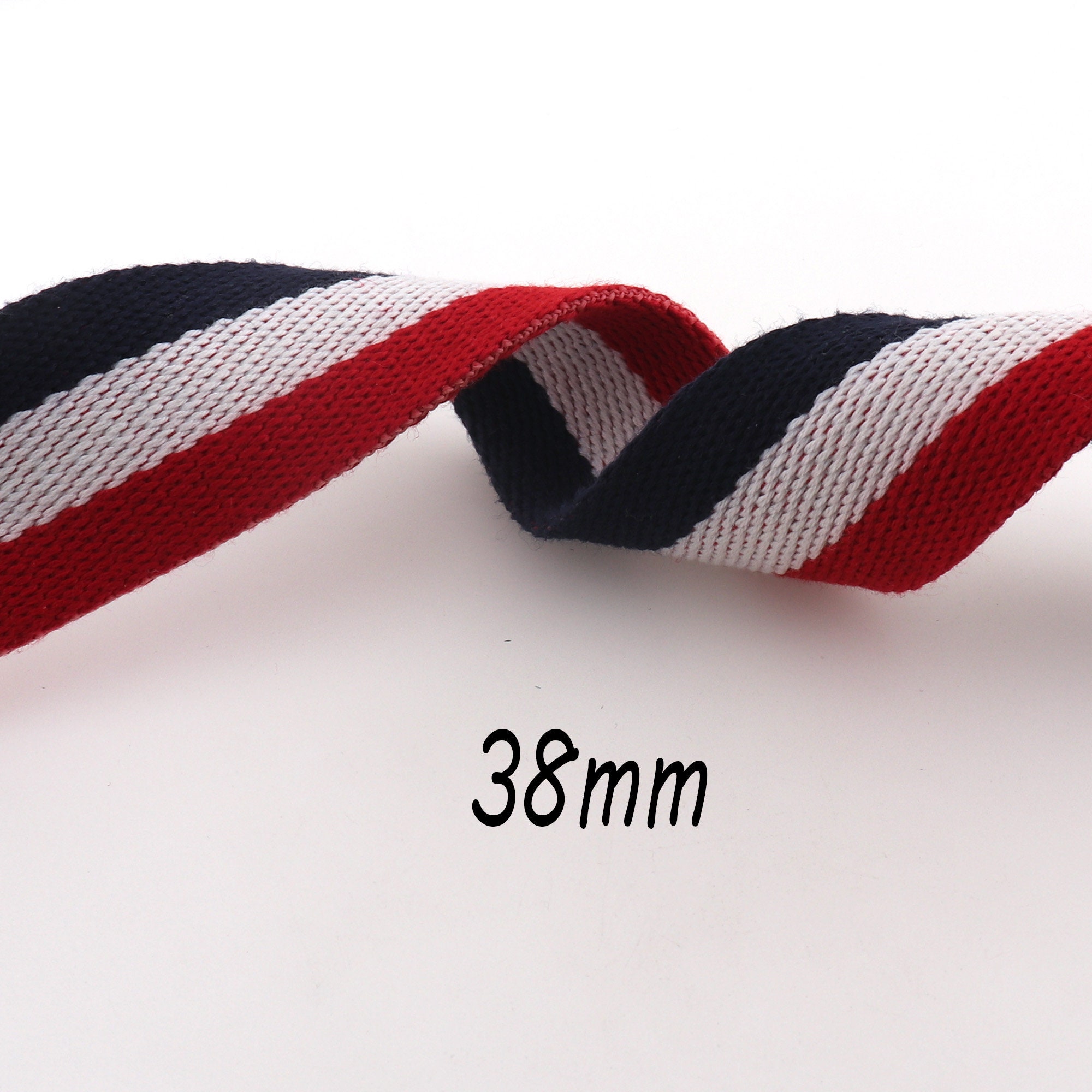 38mm 11/2 Red White Blue Striped Webbing High - Etsy UK