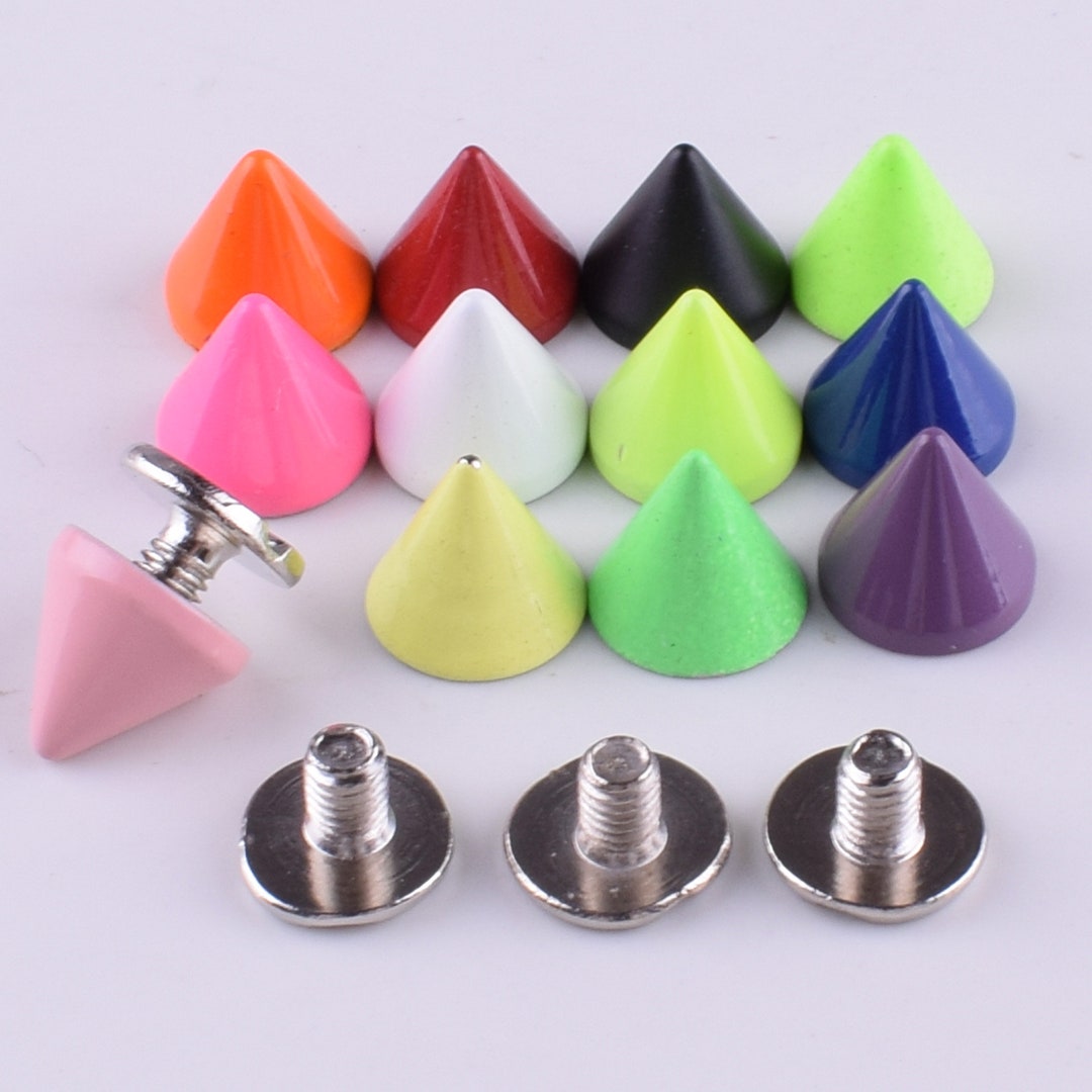 30 Sets Punk Studs Cone Spikes Spots Rivets 7mm With for Leather Jacket ...