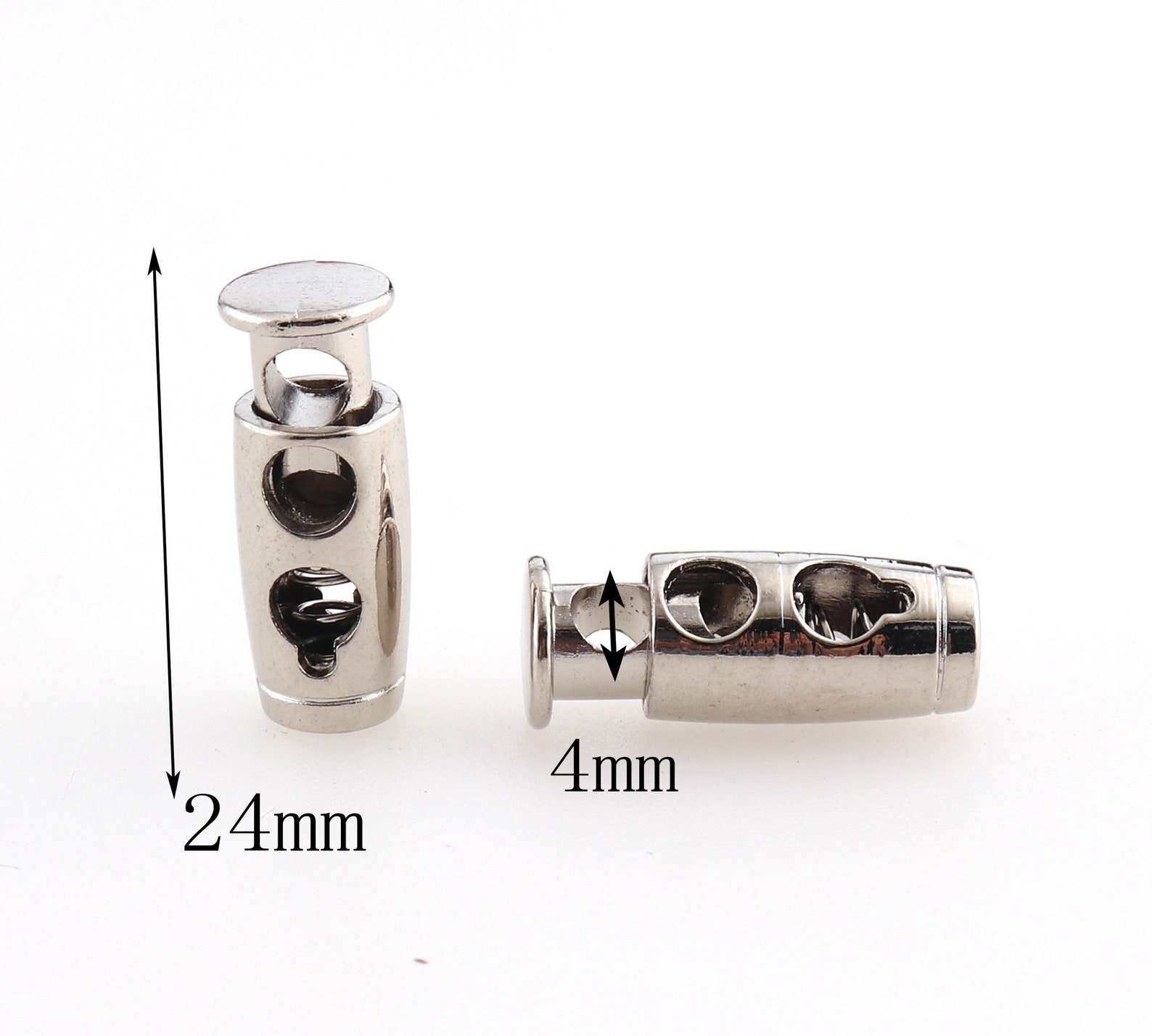 Cord Lock Spring Stopper Silver Slider Fastener Toggles Draw String ...