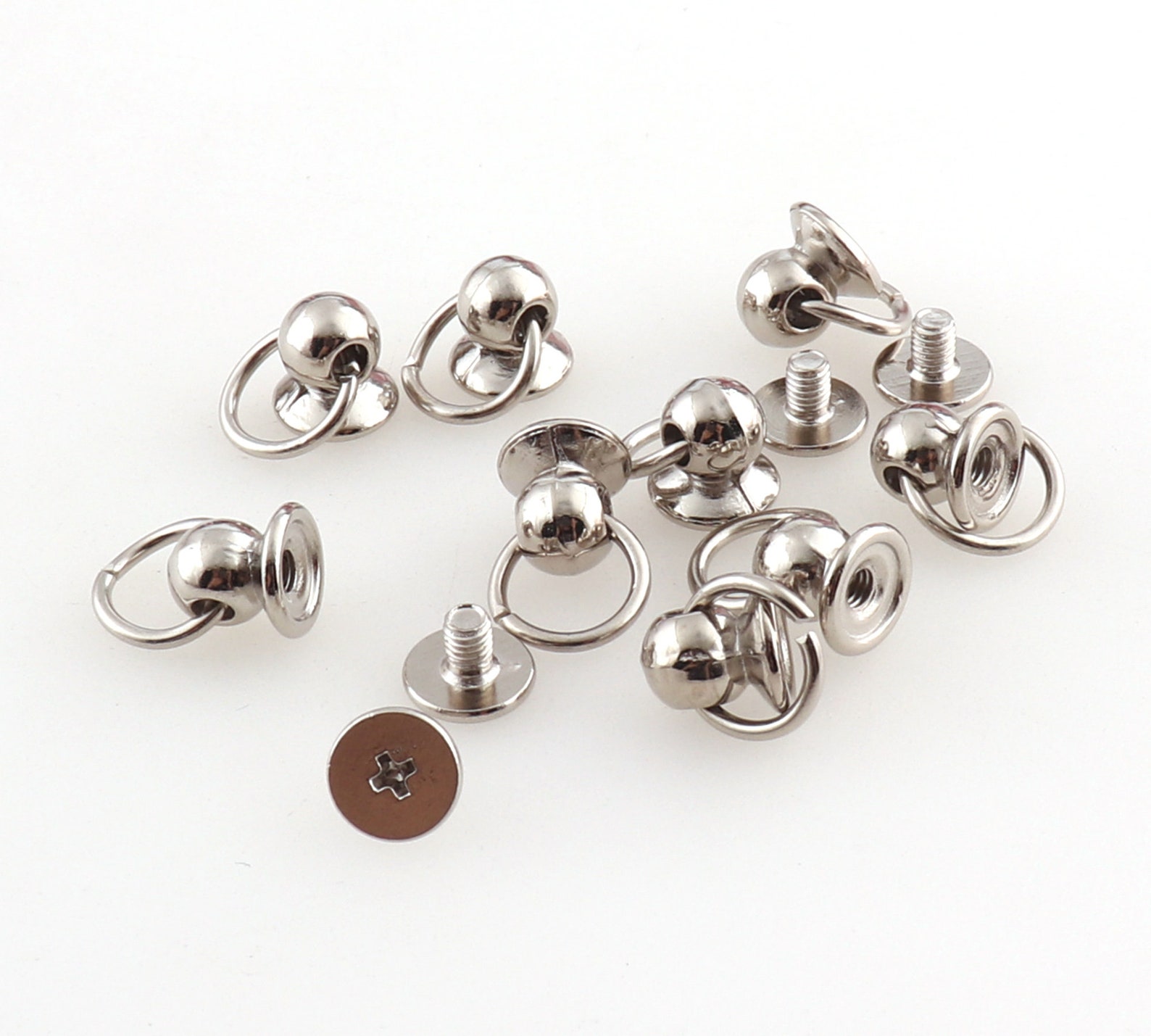 Silver Metal Pull Ring Round Rivet Stud Attachment Screws Pull | Etsy