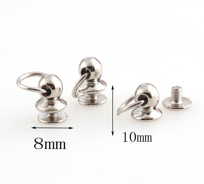 Silver Metal Pull Ring Round Rivet Stud Attachment Screws Pull Ring ...