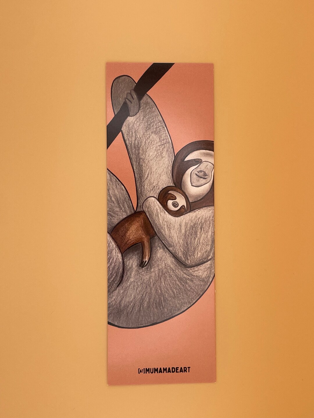 Sloth Family Bookmark, Mother and Baby Sloth Hanging Design, Cute Sloth ...