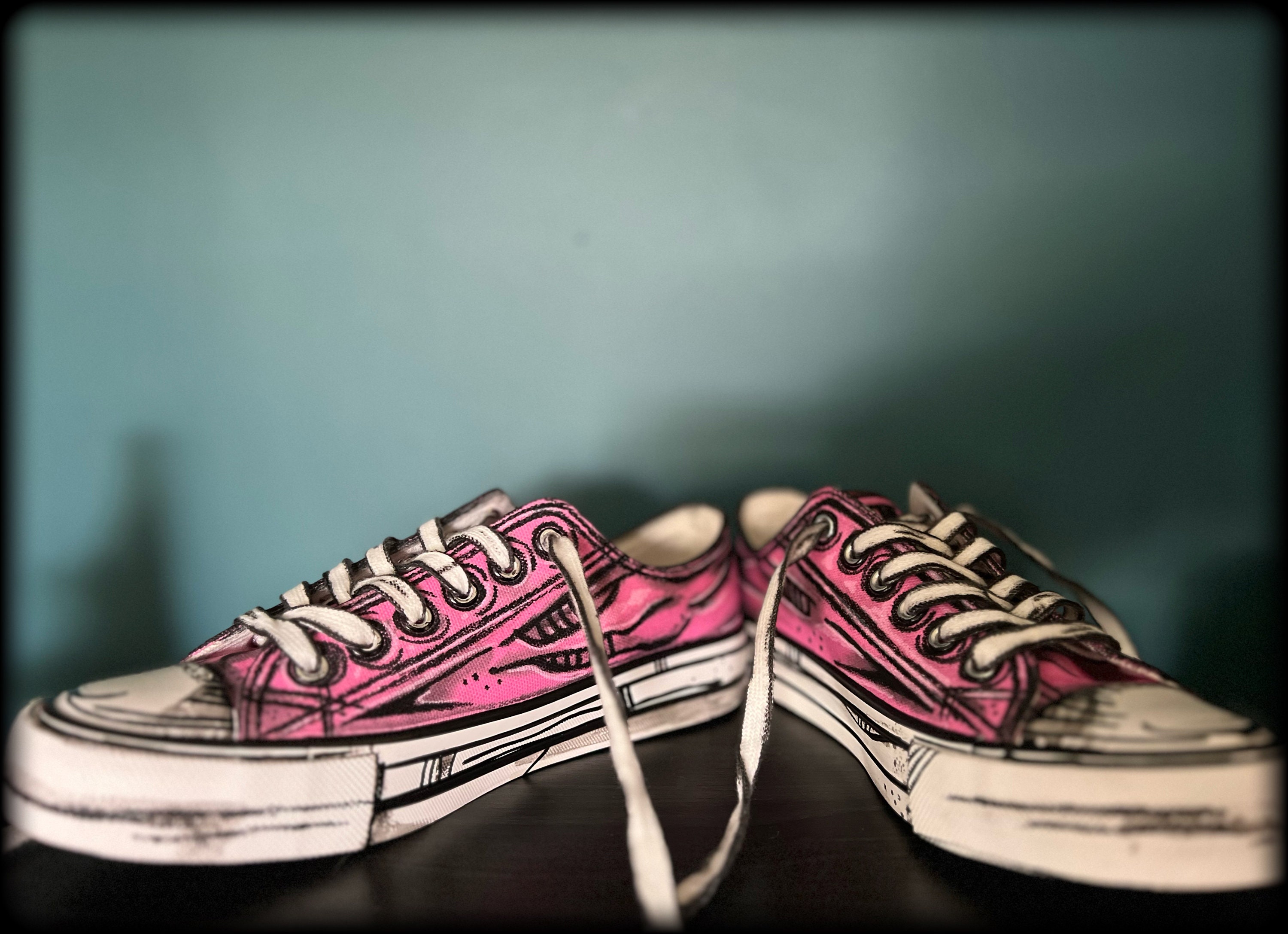 Cartoon Theme Shoes Size 7 Comic Style Shoes Girls Custom Hand Painted ...