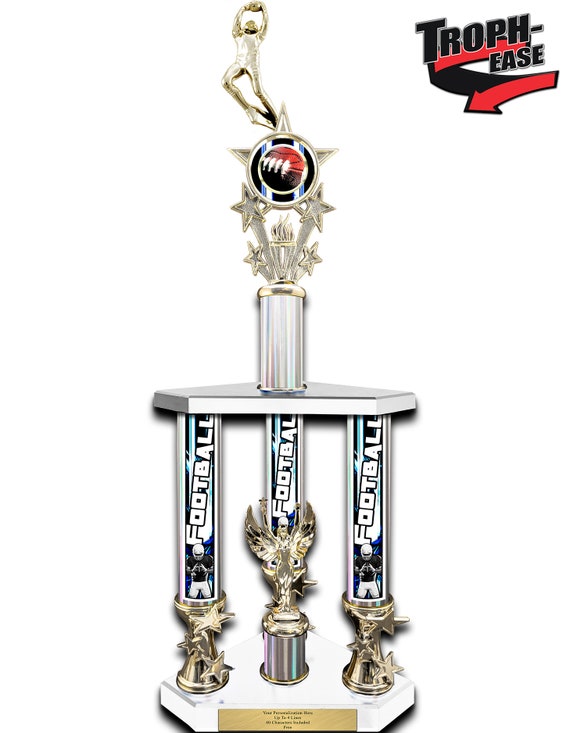 3 Post White Wood Base Silver Flute Column Blue Football - Etsy