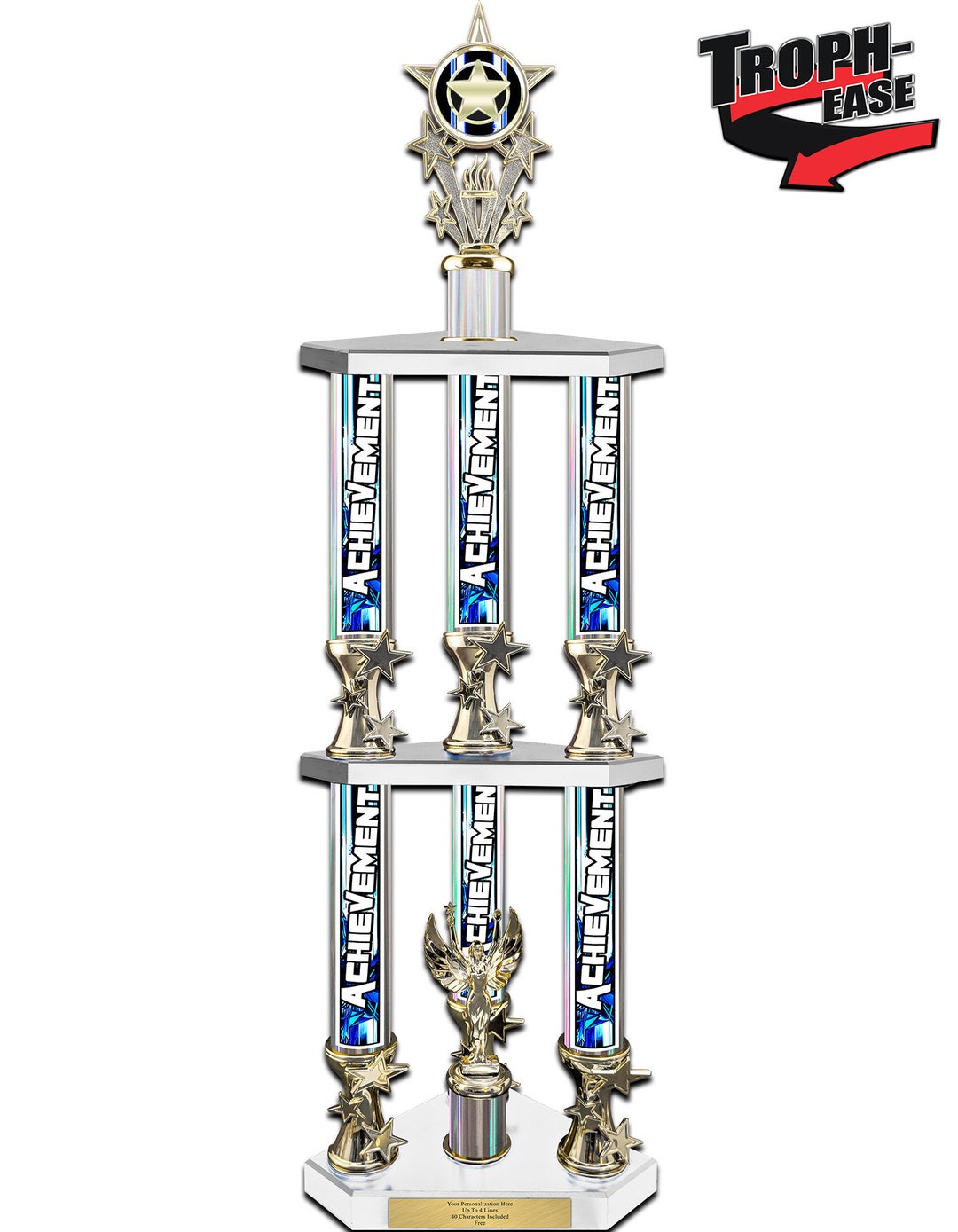 Achievement Trophy, 2 Tier 3 Post, Silver Flute Columns - Etsy