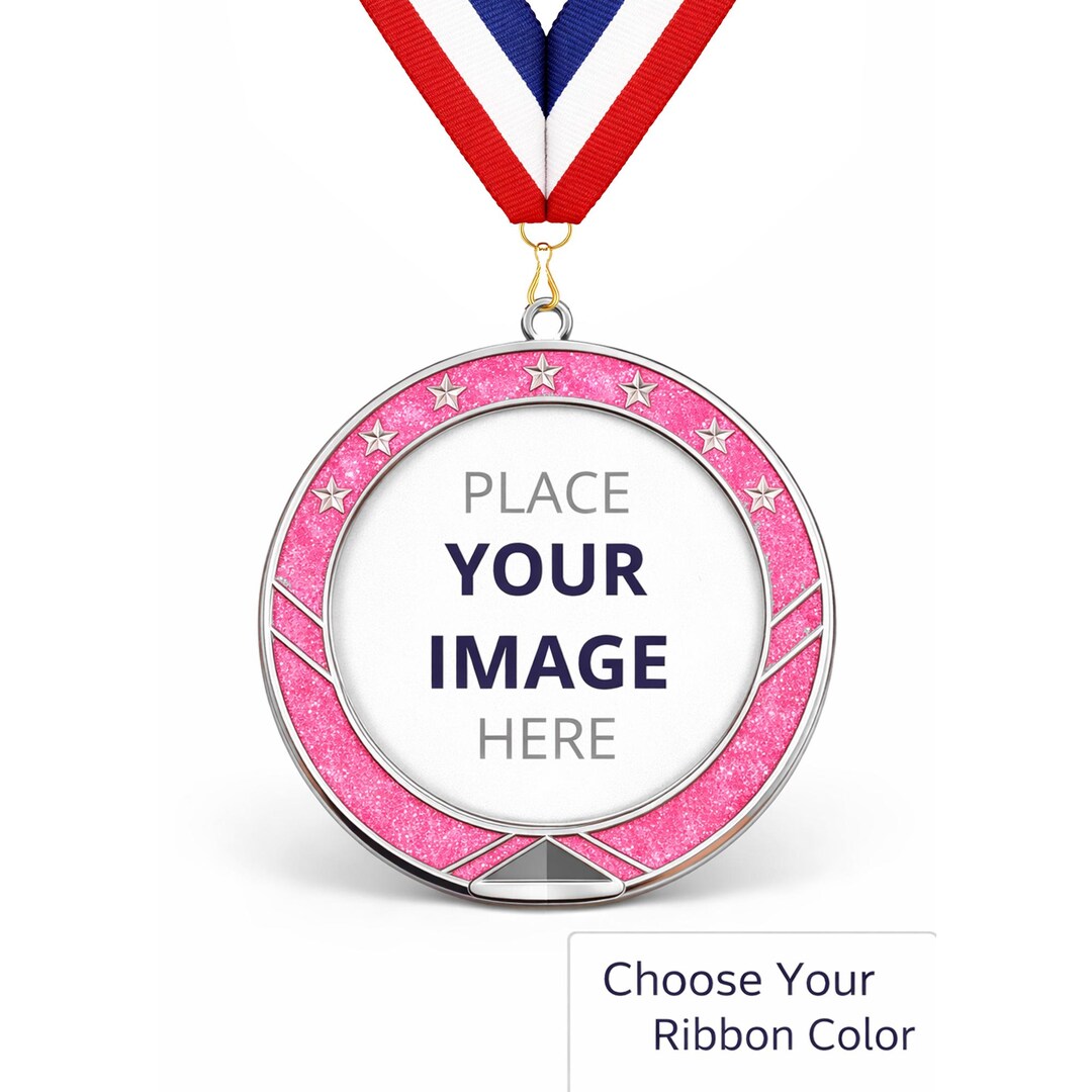 Personalized Pink Glitter Medal - Custom Logo Insert, 2.75" - Etsy