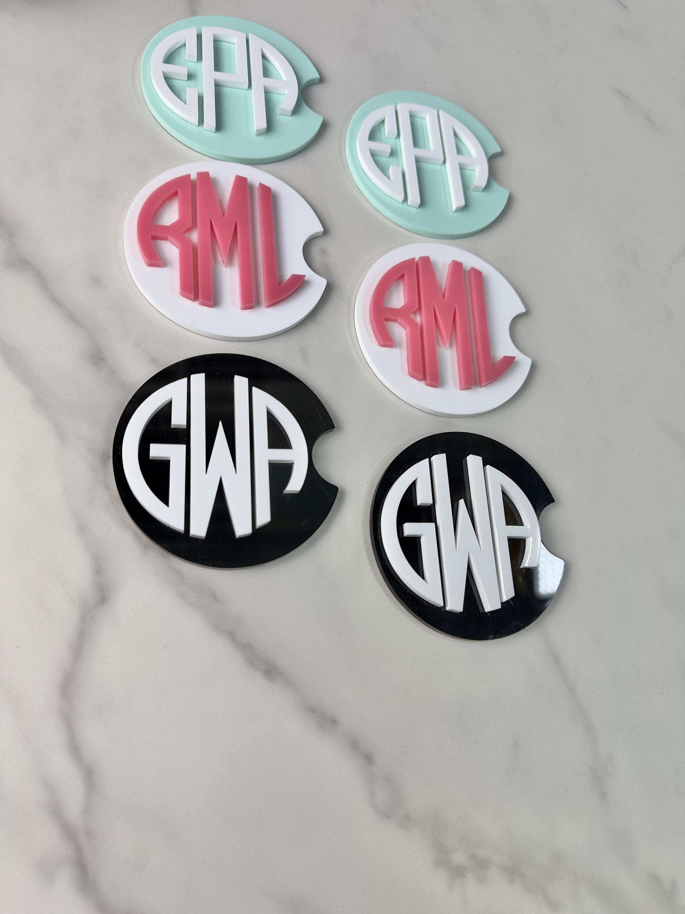 Personalized Monogram Car Coasters, New Car Gifts Car Accessories | Set ...