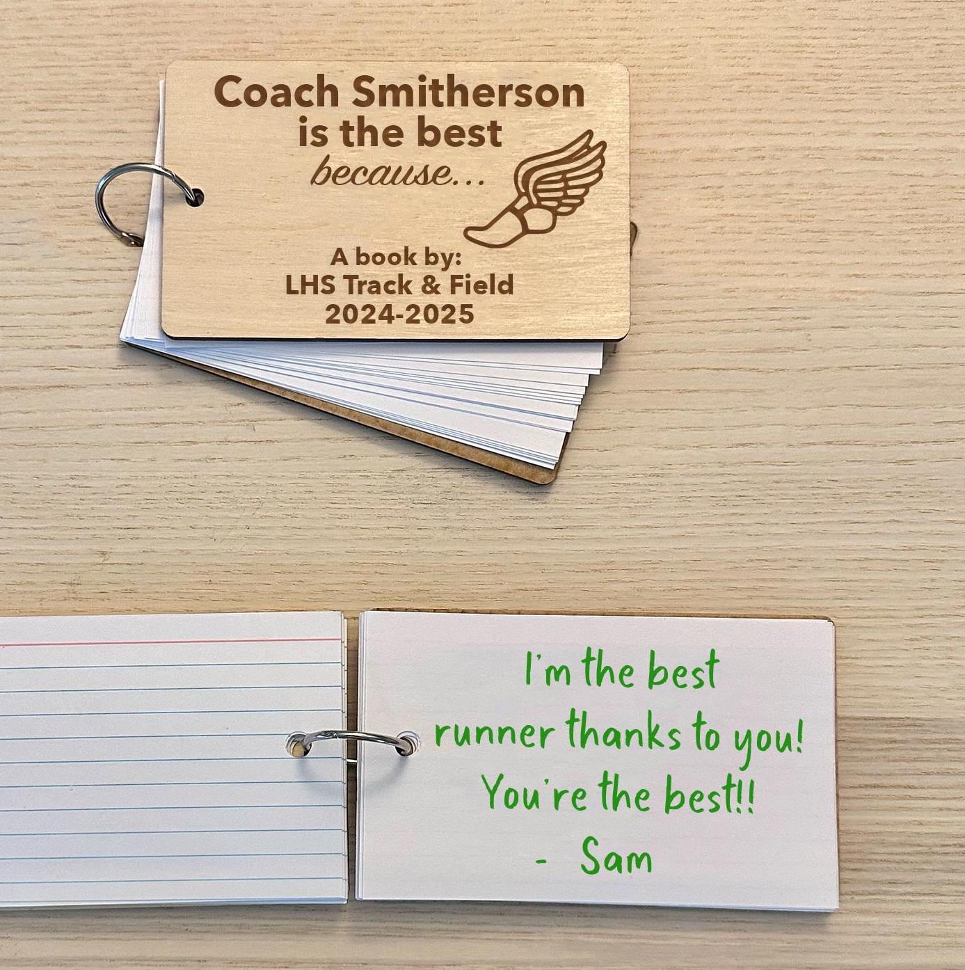 Track and Field Coach Wood Personalized Gift Book, Track Coach Thank ...