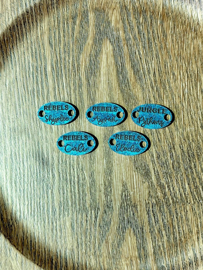 Aqua Blue Glitter Personalized Cheer Shoe Charms, Customizable Cheer ...