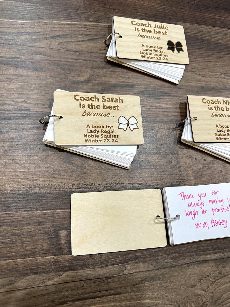 Wood Personalized Cheer Coach Gift Book, Cheer Coach Thank You Gift ...