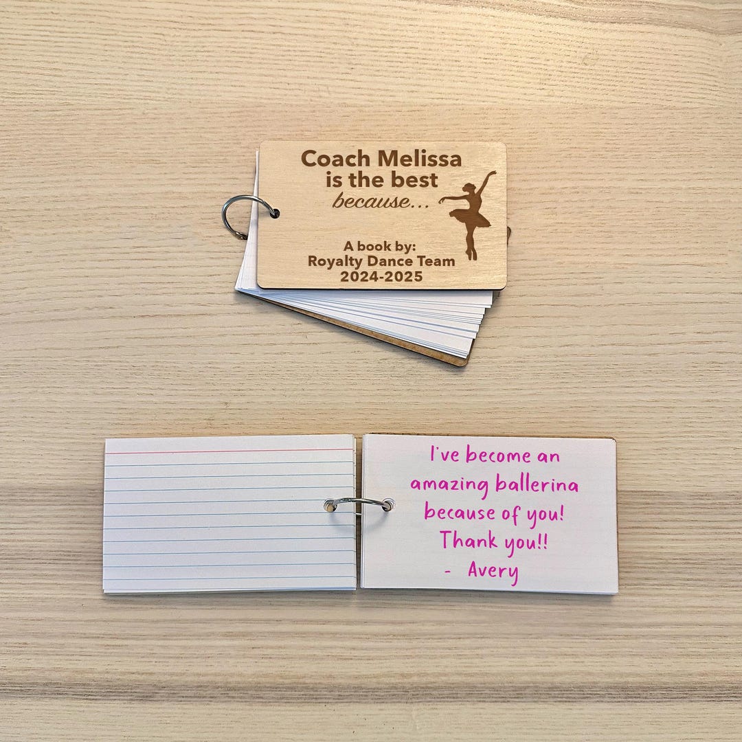 Personalized Wood Dance Coach Gift Book, Dance Coach Thank You Gift ...