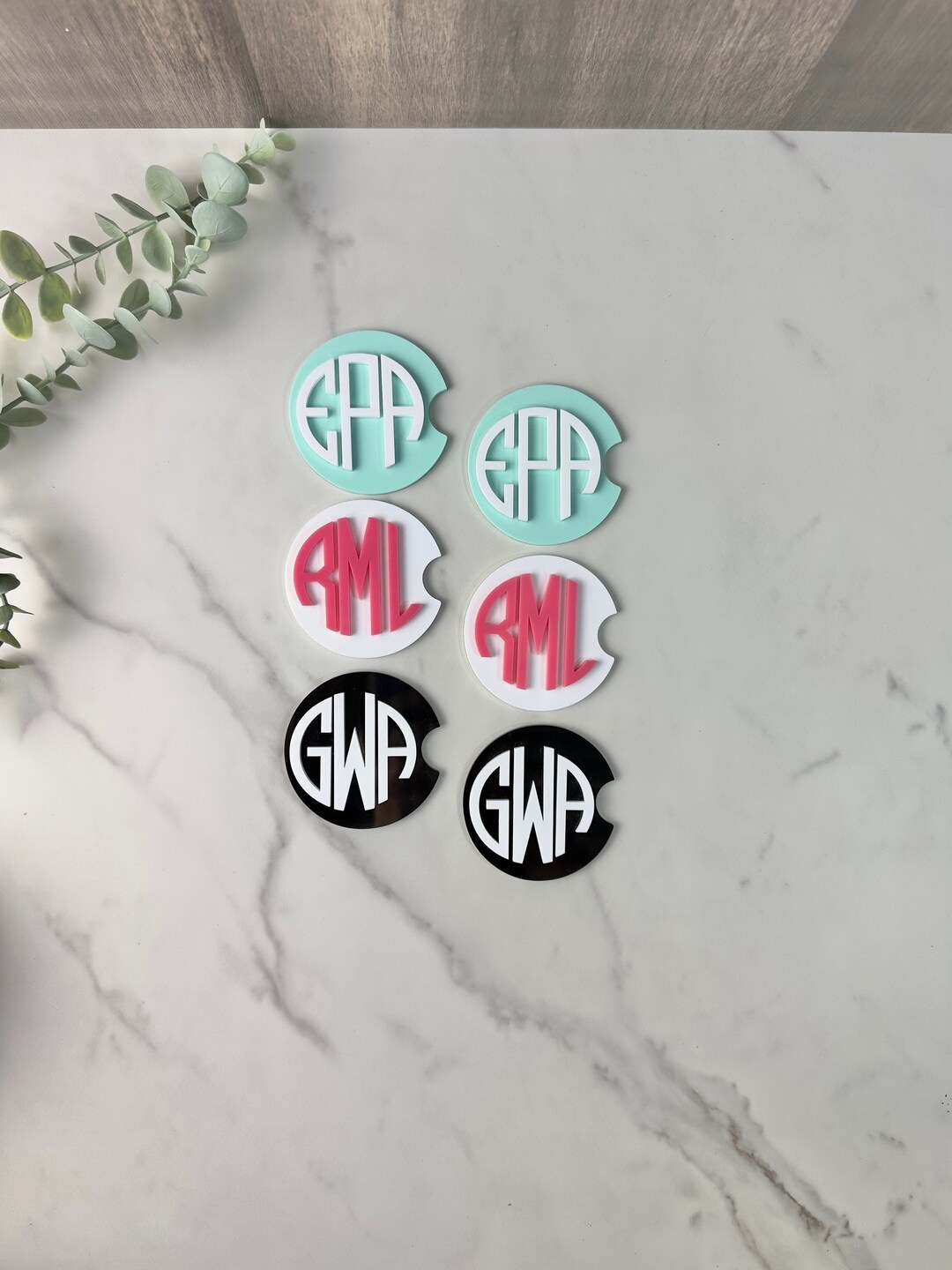 Personalized Monogram Car Coasters / Gifts / Car Accessories | Set of 2 ...