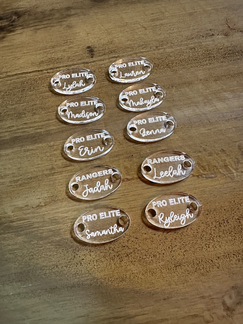 CLEAR Personalized Cheer Shoe Charms, Customizable Cheer Gifts ...