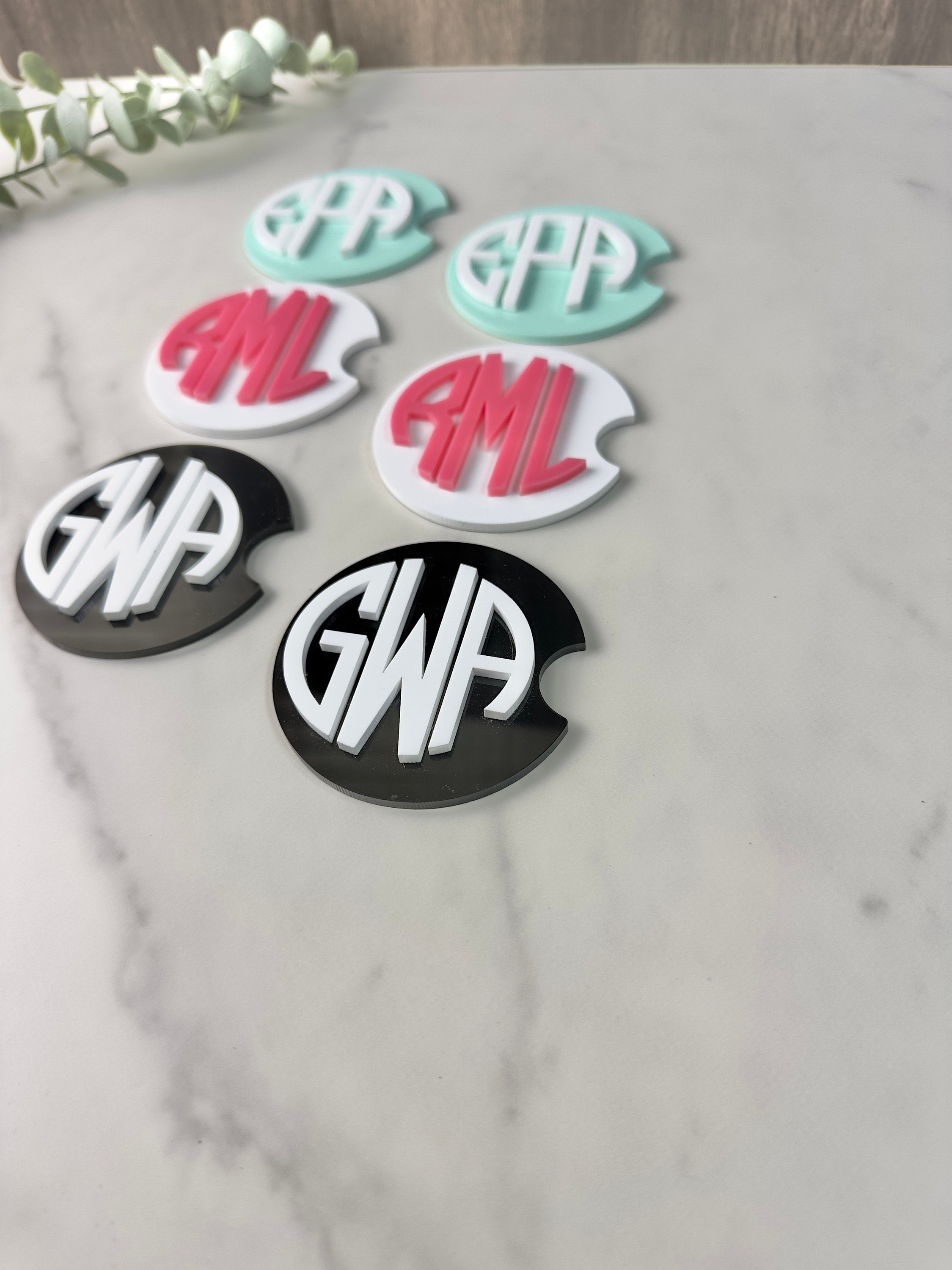 Personalized Monogram Car Coasters, New Car Gifts Car Accessories | Set ...