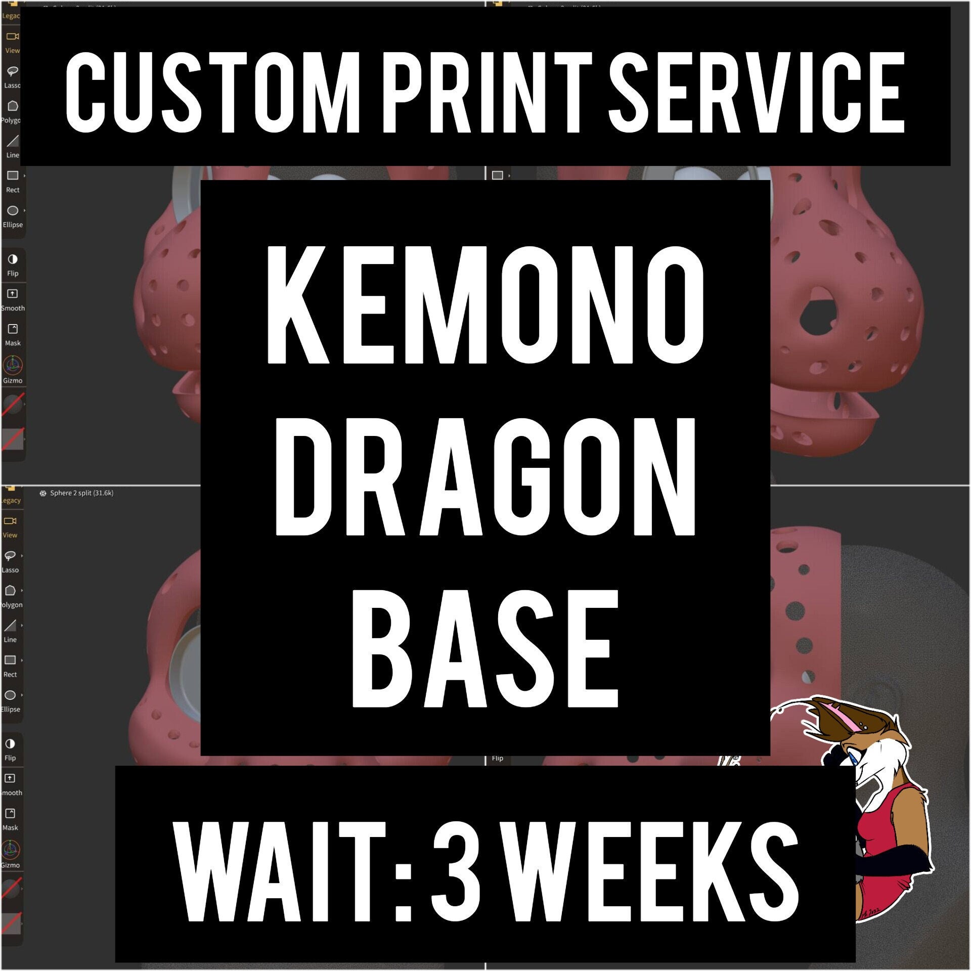 SERVICE: KEMONO DRAGON Fursuit Base 3D Printed - Etsy