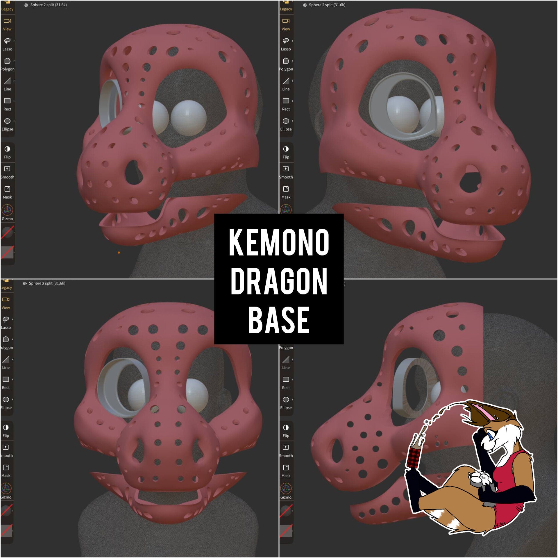 SERVICE: KEMONO DRAGON Fursuit Base 3D Printed - Etsy