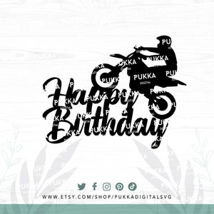 Motocross Happy Birthday Cake Topper Svg, Motorbike Cake Topper Svg ...