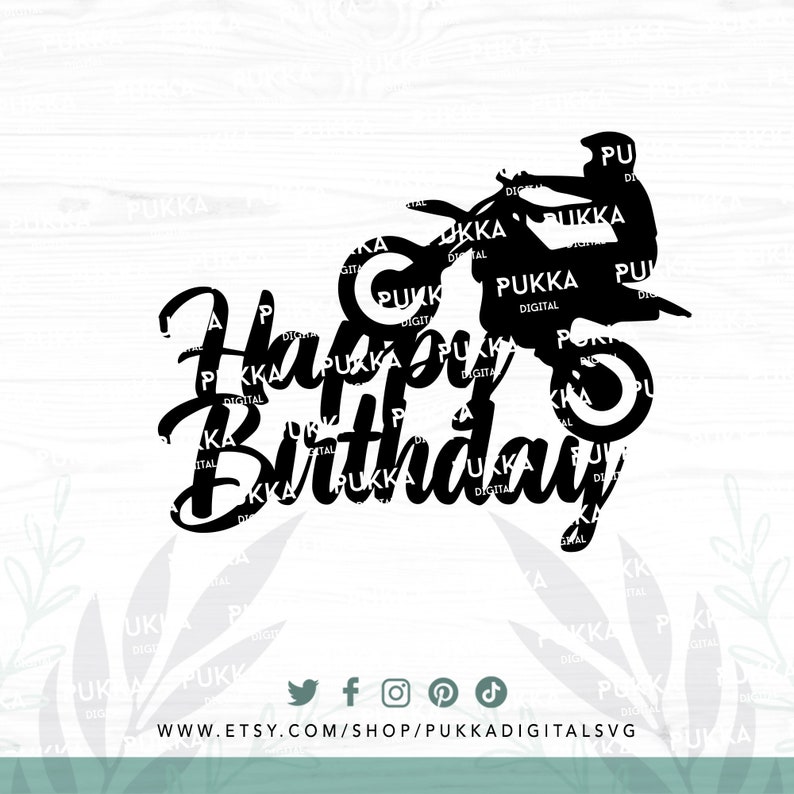 Motocross Happy Birthday Cake Topper Svg, Motorbike Cake Topper Svg ...