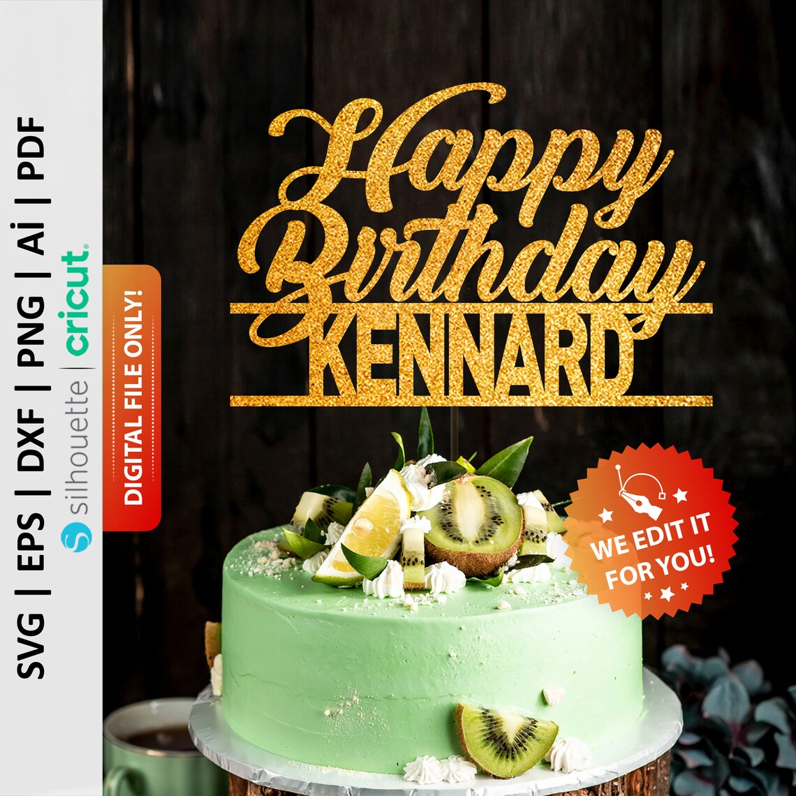 Happy Birthday Cake Topper Svg Custom Cake Topper Svg Happy - Etsy