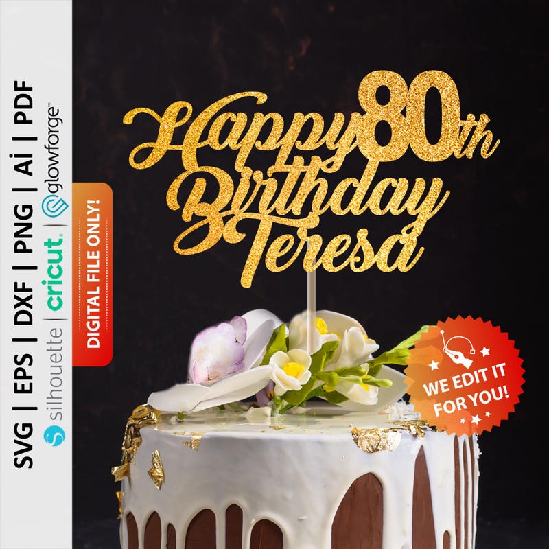 80 Cake Topper - Etsy