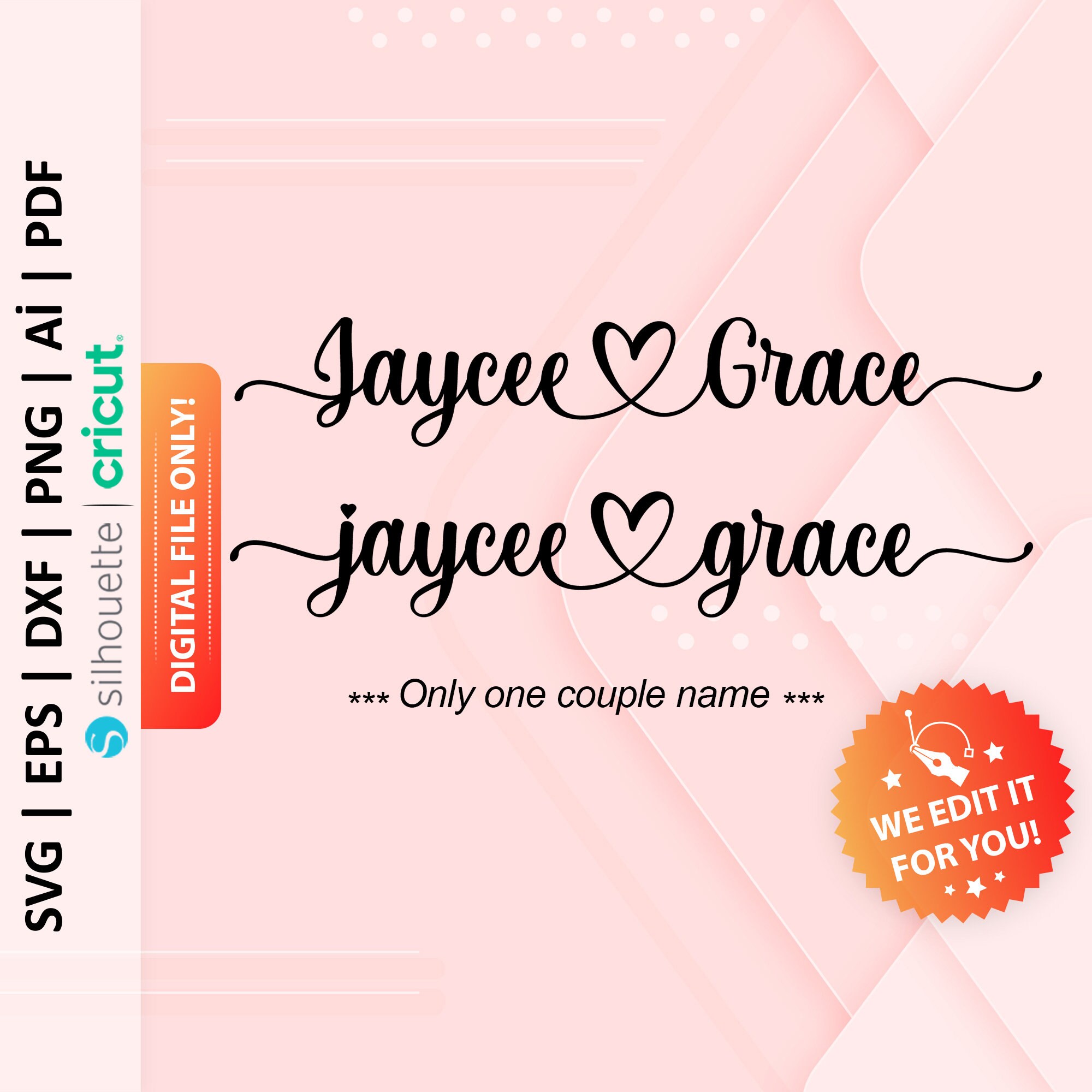 Custom Couple Name Svg Cut File : Digital Download - PD0068 - Etsy