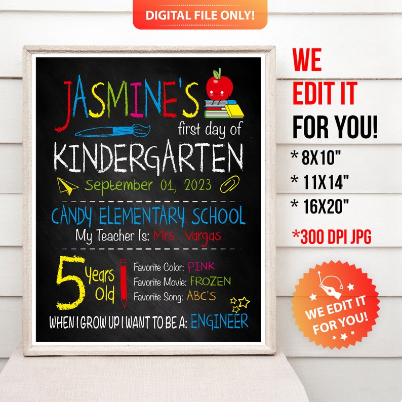 First Day of School Sign, Back to School Chalkboard Poster, Custom ...