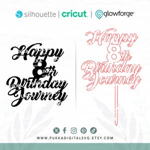 Happy 8th Birthday Cake Topper Svg, Personalized Eighth Birthday Cake ...