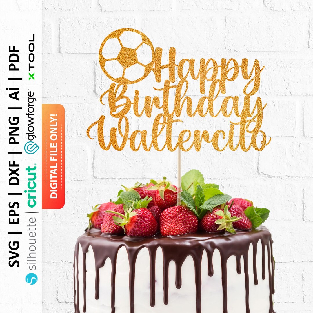 Personalized Football Cake Topper SVG: Custom Name Birthday Theme ...