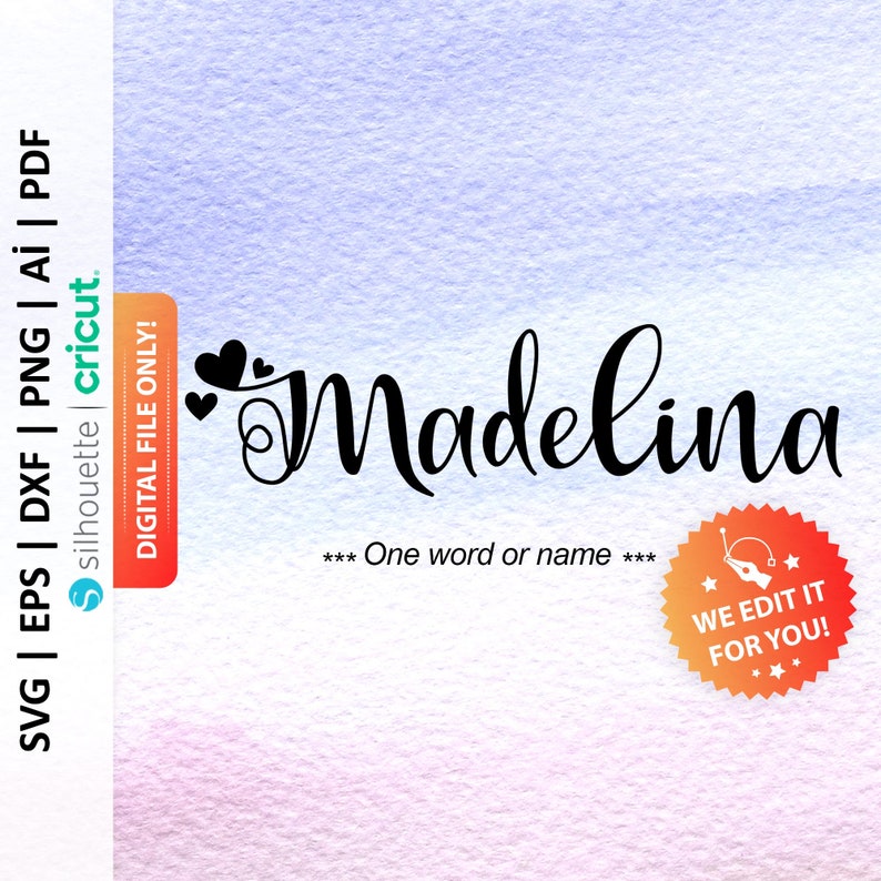 Custom Name Svg, Custom Word Svg, Custom Name Cut File, Custom Name ...