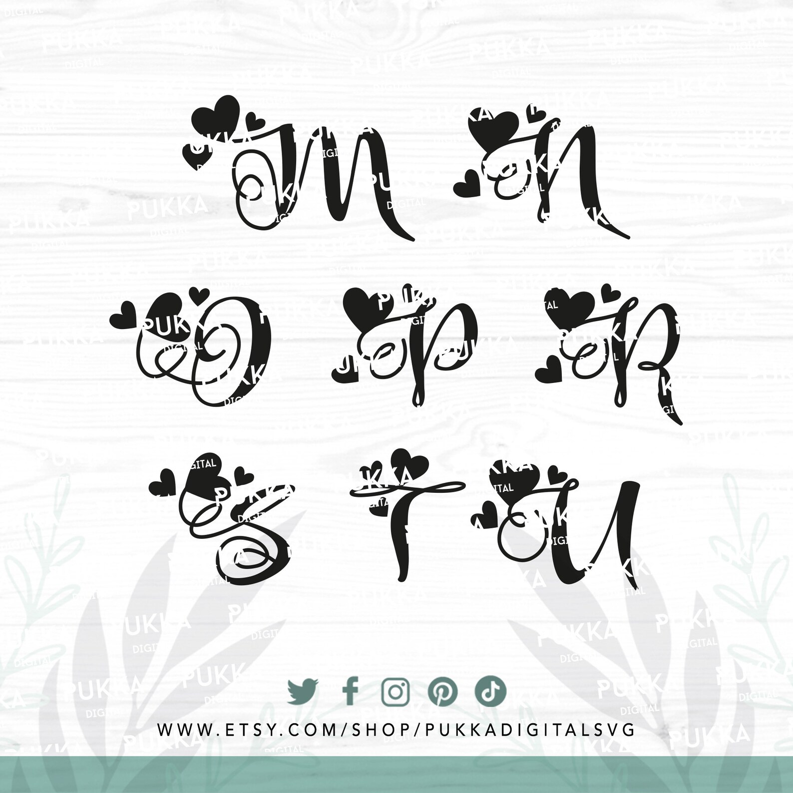 Monogram Alphabet Letters Svg File, Heart Alphabet Svg, Cricut ...
