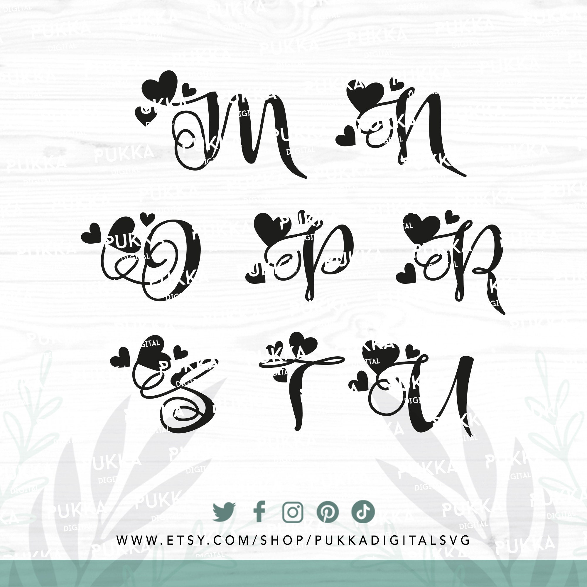 Monogram Alphabet Letters Svg File Heart Alphabet Svg Cricut - Etsy