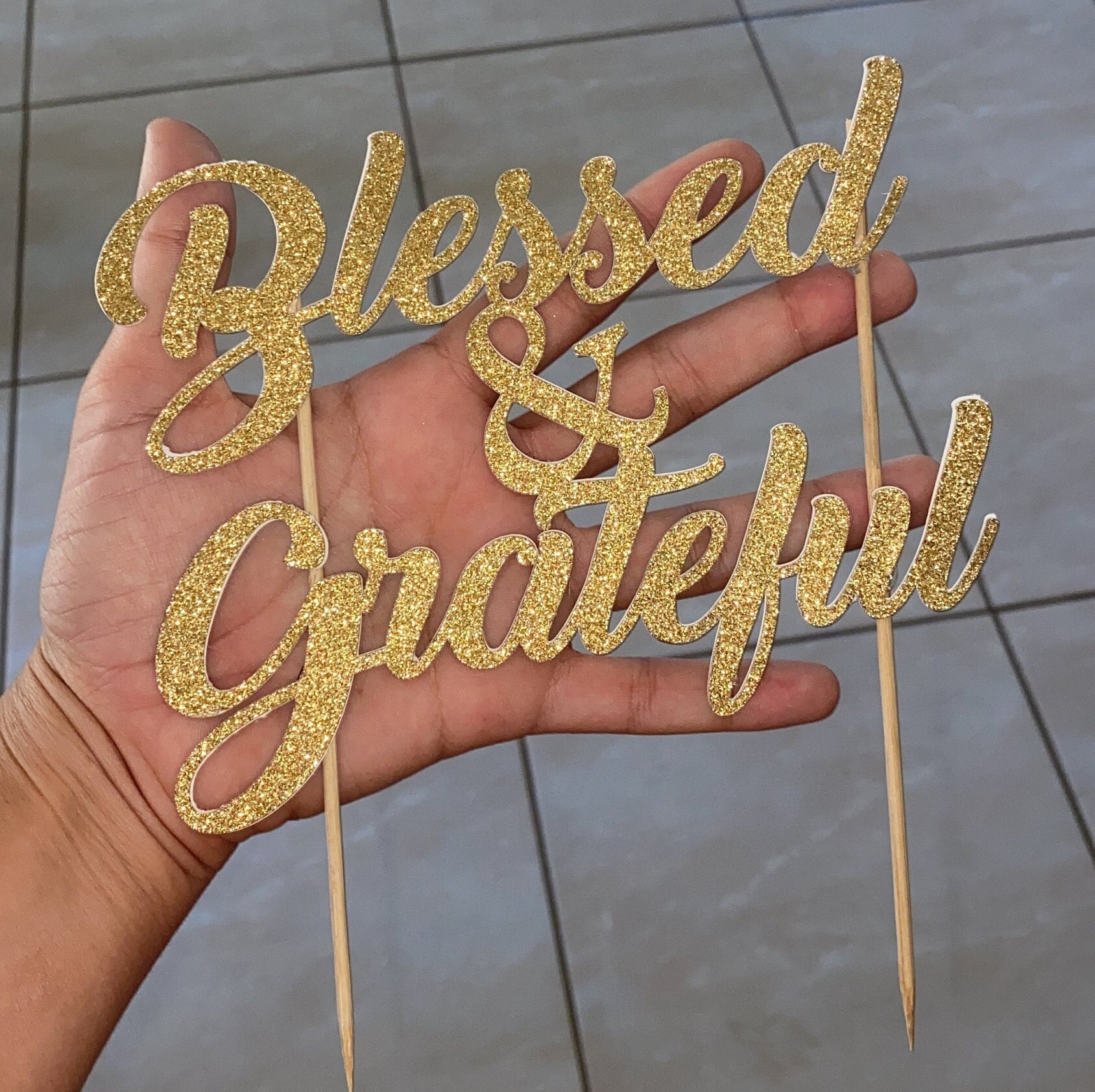 Blessed & Grateful Cake Topper Svg, Anniversary Cake Topper, Birthday ...