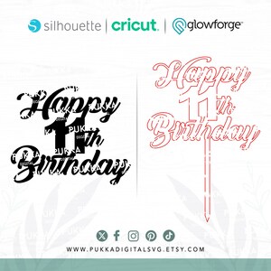 Happy 11th Birthday Cake Topper SVG: DIY Party Decor (digital Download ...