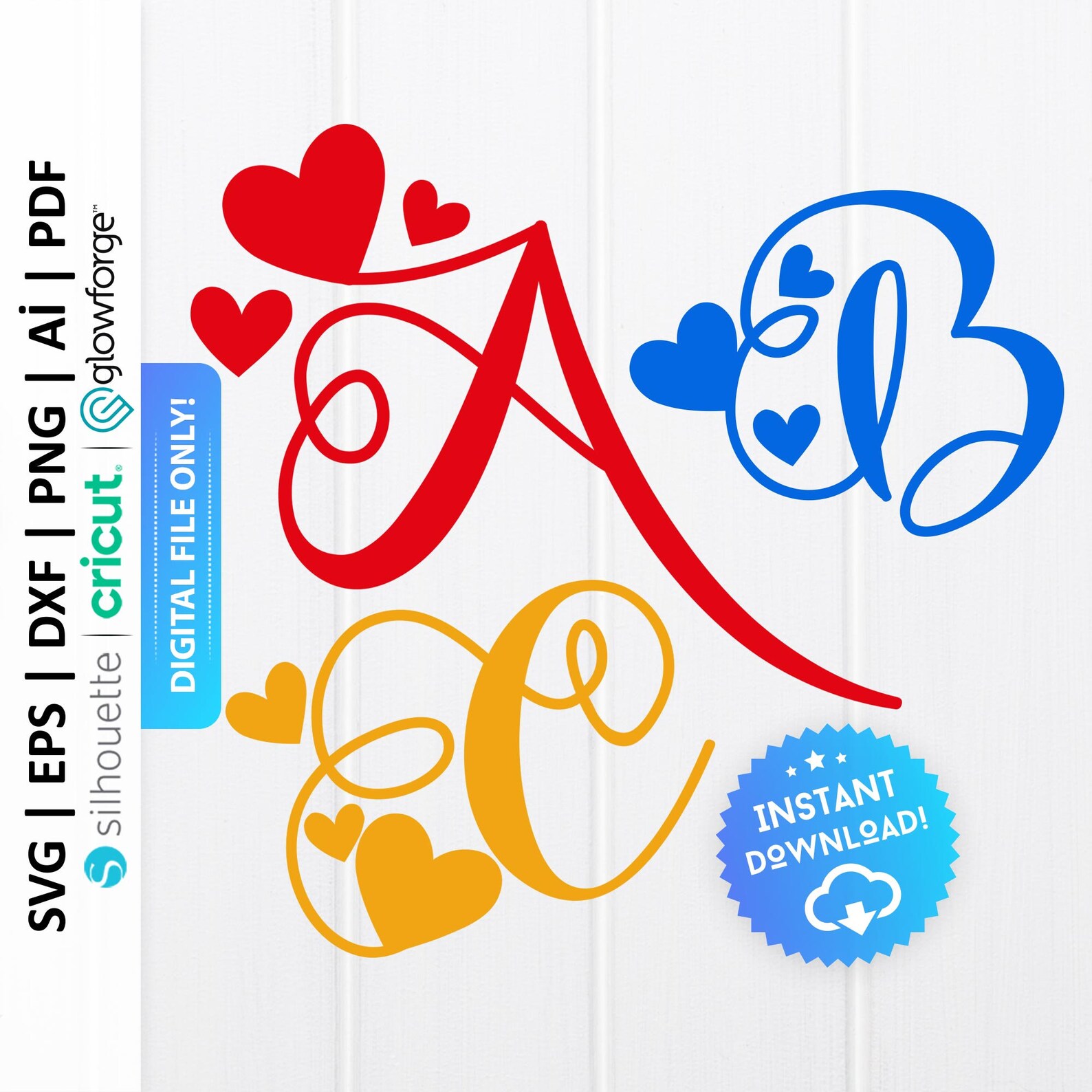 Monogram Alphabet Letters Svg File Heart Alphabet Svg - Etsy