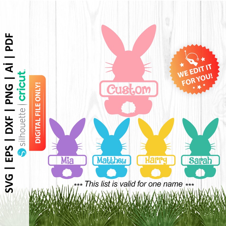Easter Bunny Custom Name Svg Personalized Easter Monogram - Etsy