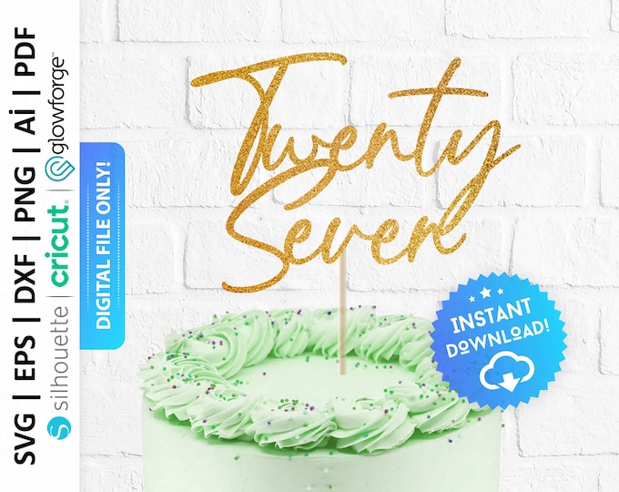 Number 27 Cupcake Toppers, Twenty Seven Food Picks, 27th Birthday ...