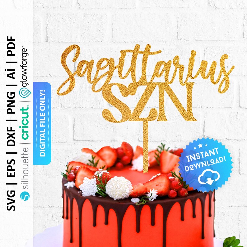 Sagittarius SZN Zodiac Cake Topper Svg, Vintage Heart Charm, Astrology ...