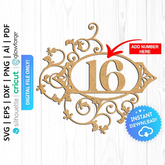 House Number Sign Svg Decorative Custom House Number Sign - Etsy