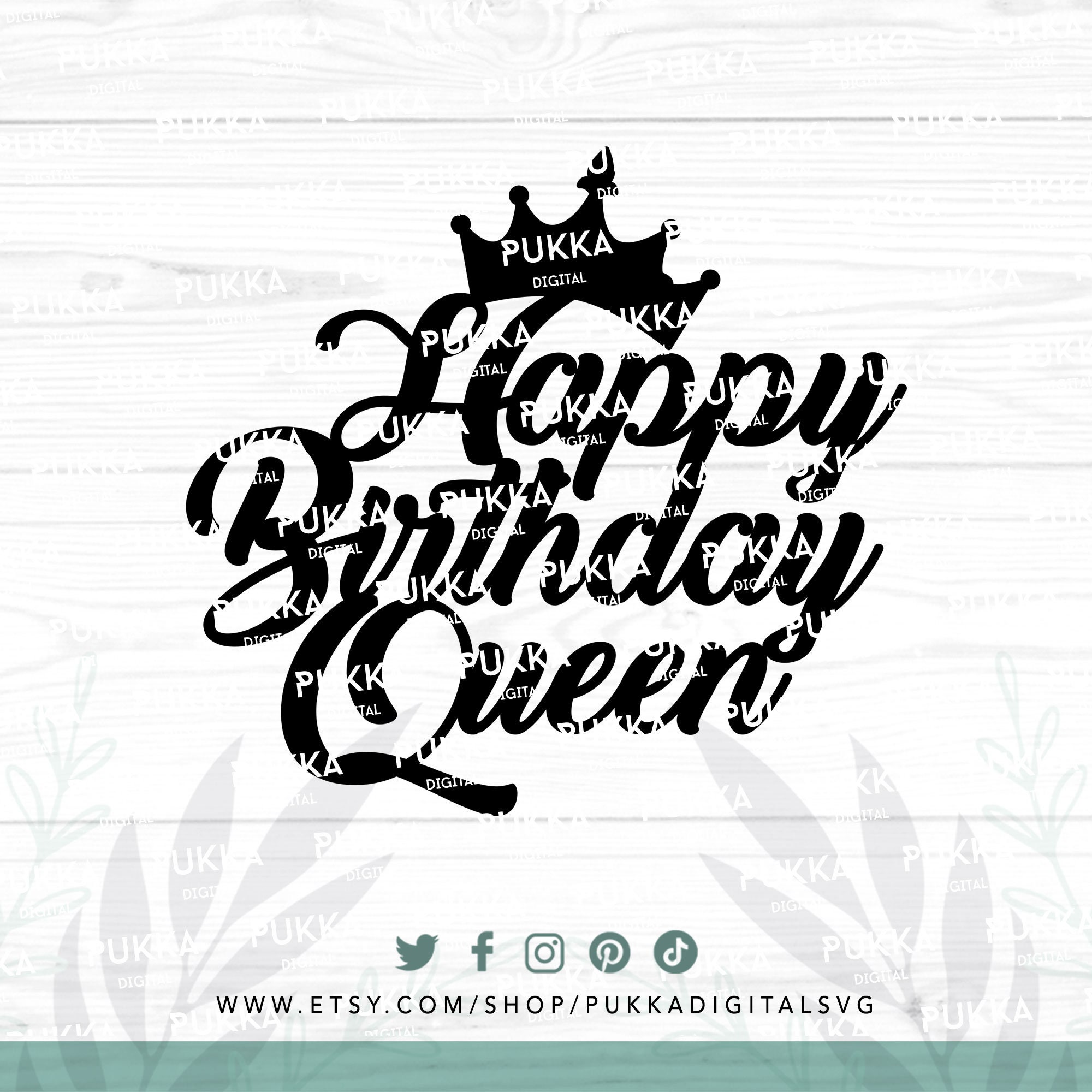Happy Birthday Queen Cake Topper Svg Cake Topper Png | Etsy