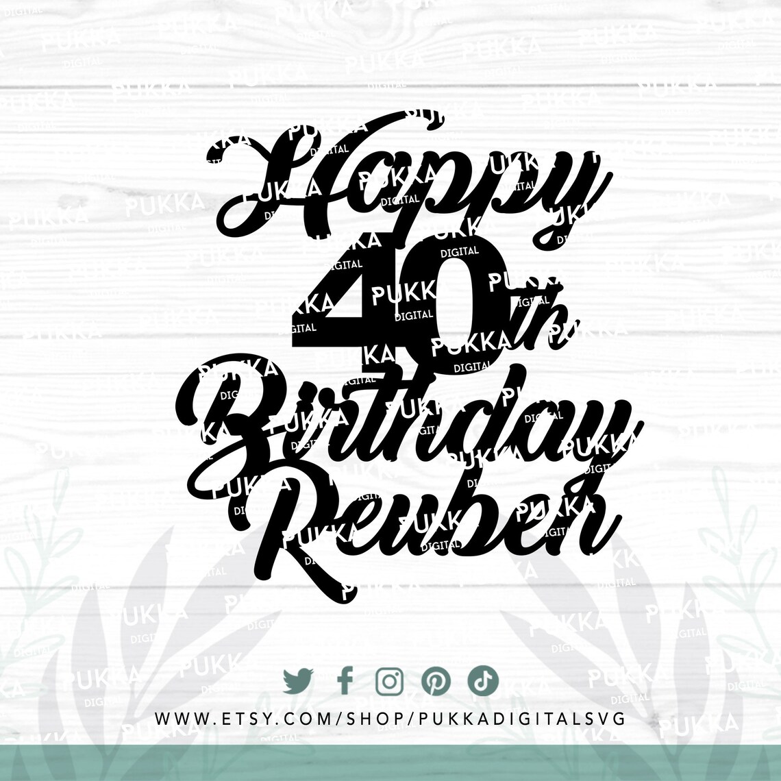 Happy 40th Birthday Personalized Cake Topper Svg Fourty | Etsy