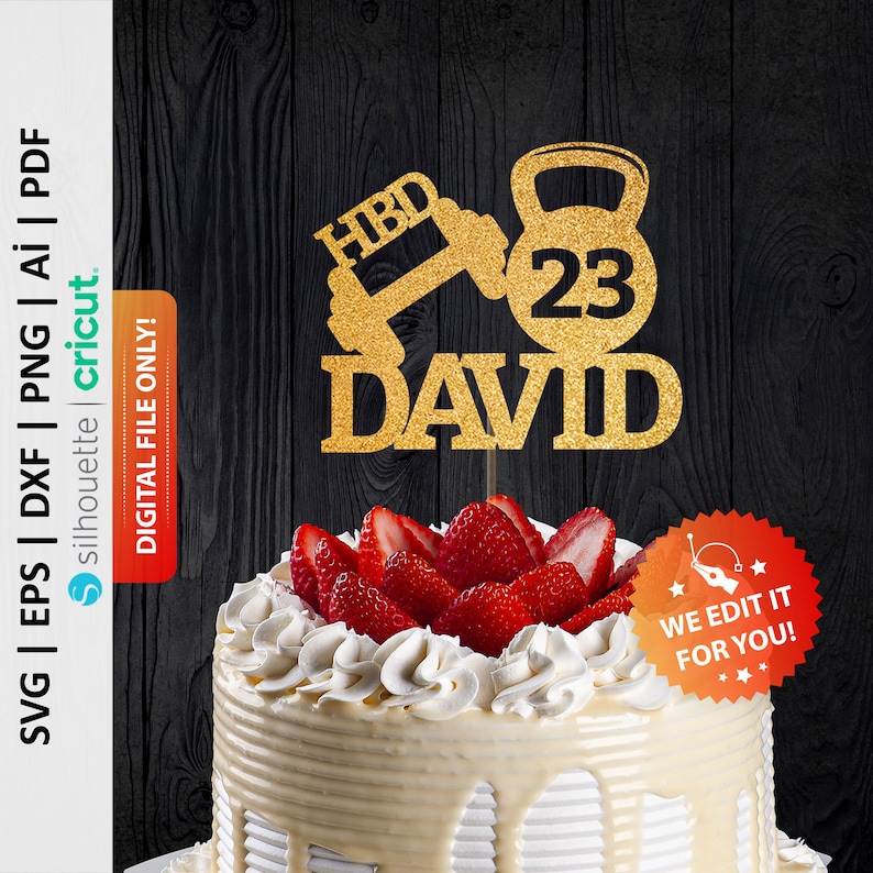 Gym Cake Topper Svg Custom Trainer Cake Topper Lifting Cake - Etsy