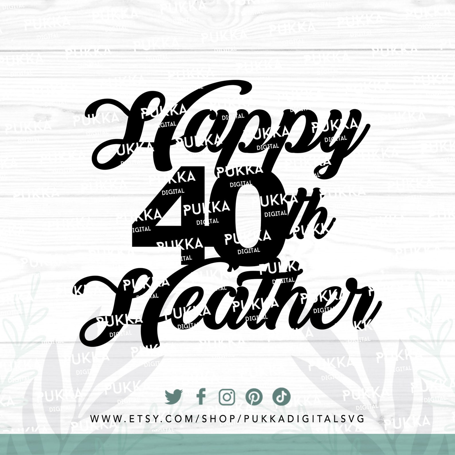 Happy 40th Birthday Personalized Cake Topper Svg Custom Cake | Etsy