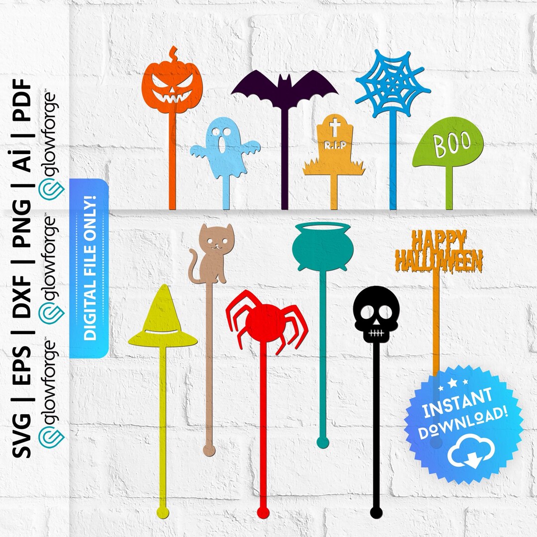 Halloween Drink Stirrers SVG, Party Cocktail Decorations (digital ...