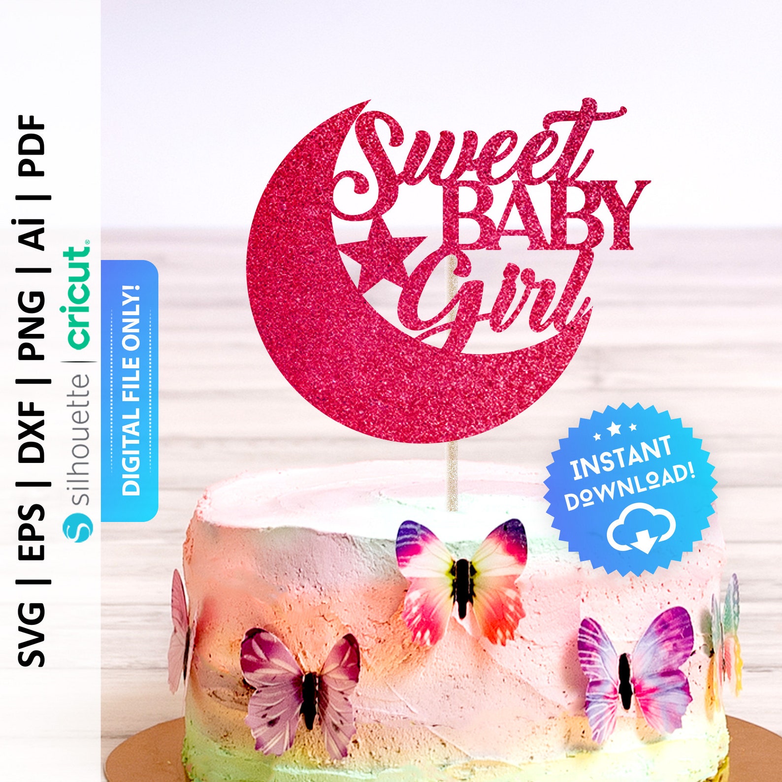 Sweet Baby Girl Cake Topper Svg Girl Baby Shower Cake Topper - Etsy