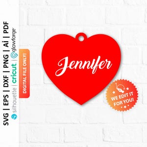 Custom Valentine's Day Name Tags Svg, Heart Name Tags Dxf, Valentines ...
