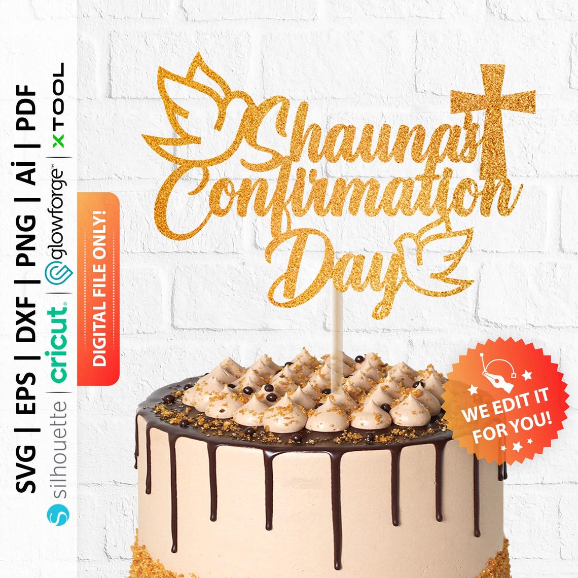 Custom Name Confirmation Day Cake Topper Svg, Religious Decor : Digital ...