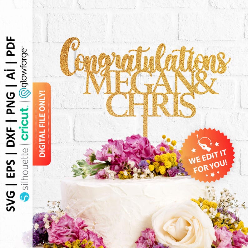 Congratulations Cake Topper Svg, Celebrations Party Decor : Digital ...