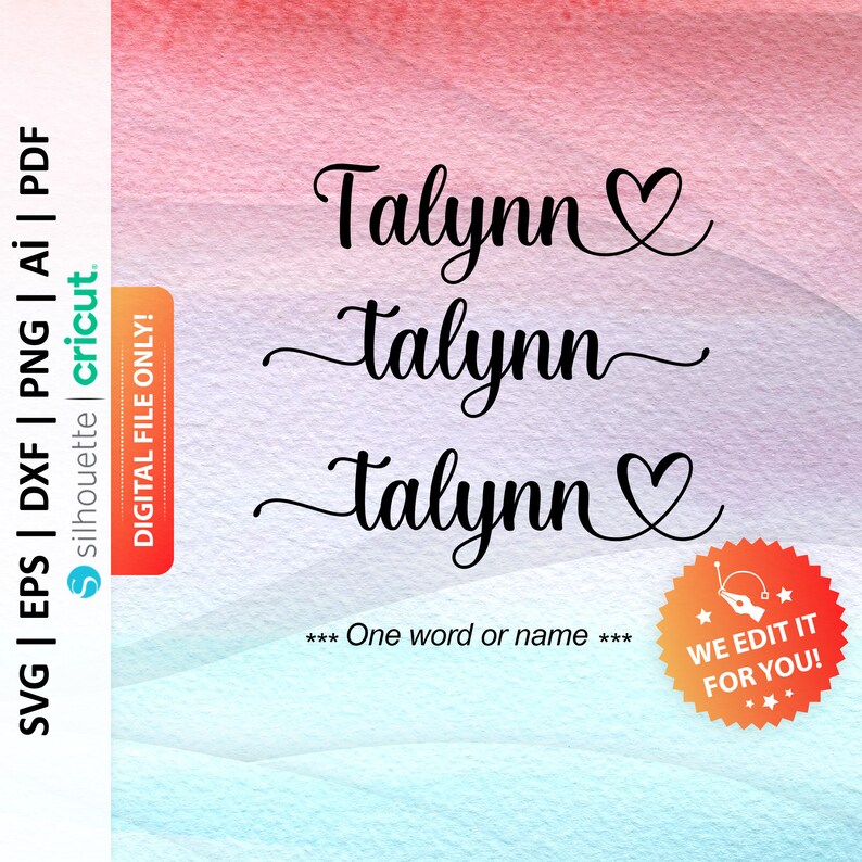 Custom Name Png Custom Word Svg Custom Name Cut File Custom - Etsy