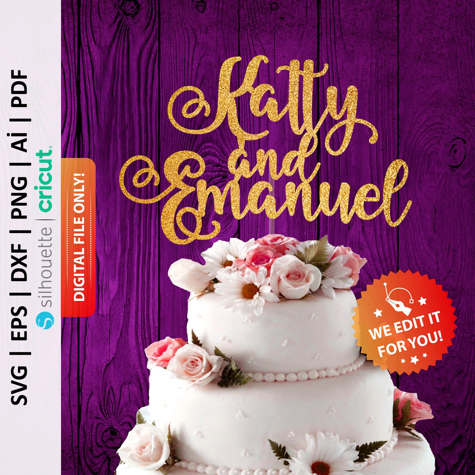 Personalized Cake Topper Svg Name and Name Svg Custom - Etsy